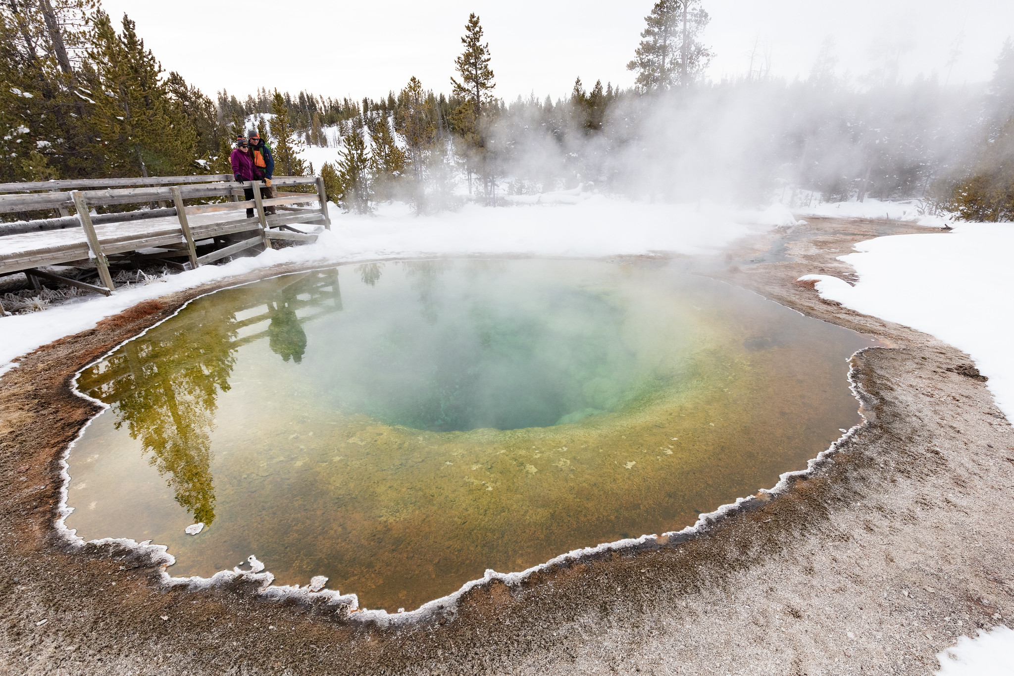 Taking in the views of Morning Glory Pool from the boardwalk ...