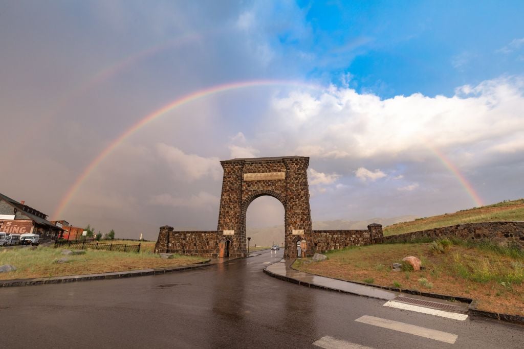 Double rainbow over Roosevelt Arch | Yellowstone National Park Lodges